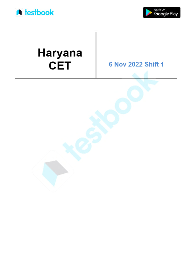 Haryana CET 2022 Shift 1 Paper | PDF