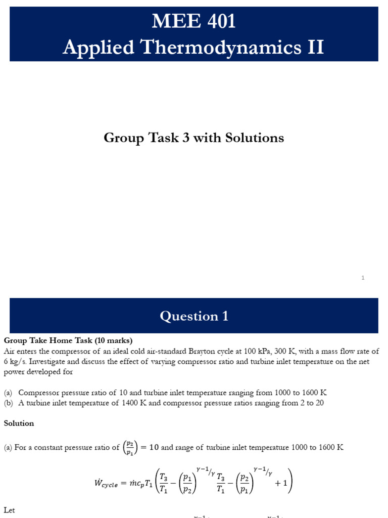 MEE 401 Group Task 3 with Solutions | PDF | Temperature | Quantity