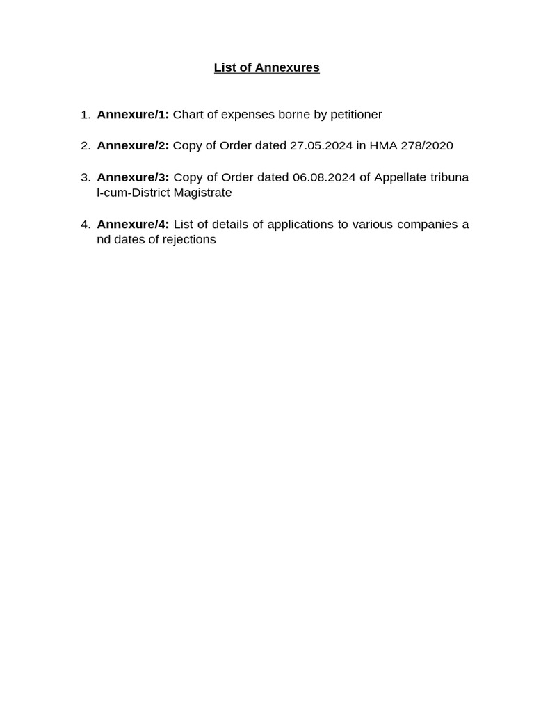 List of Annexures | PDF