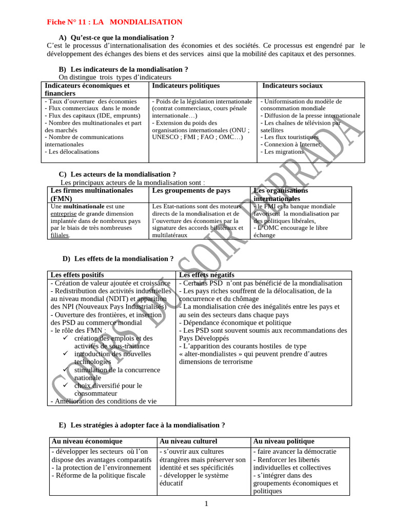 Comprendre la Mondialisation et ses Effets | PDF | Globalisation ...