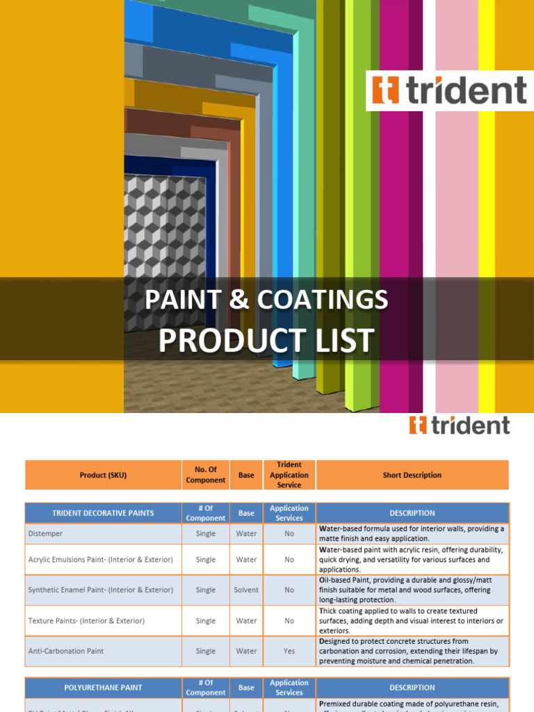 Trident Coatings Product Overview | PDF | Paint | Epoxy