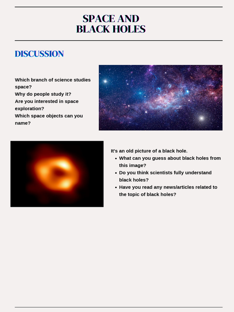 Black Holes - ESL Lesson Plan | PDF | Black Hole | Universe