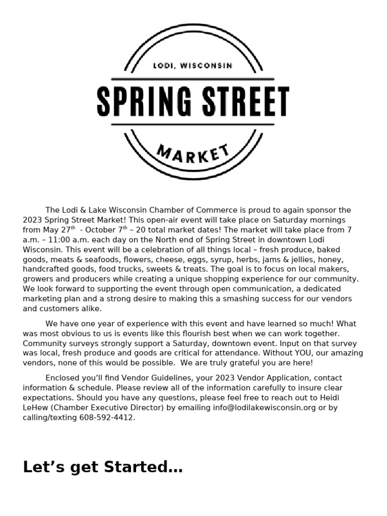 2023 Spring Street Market Packet | PDF