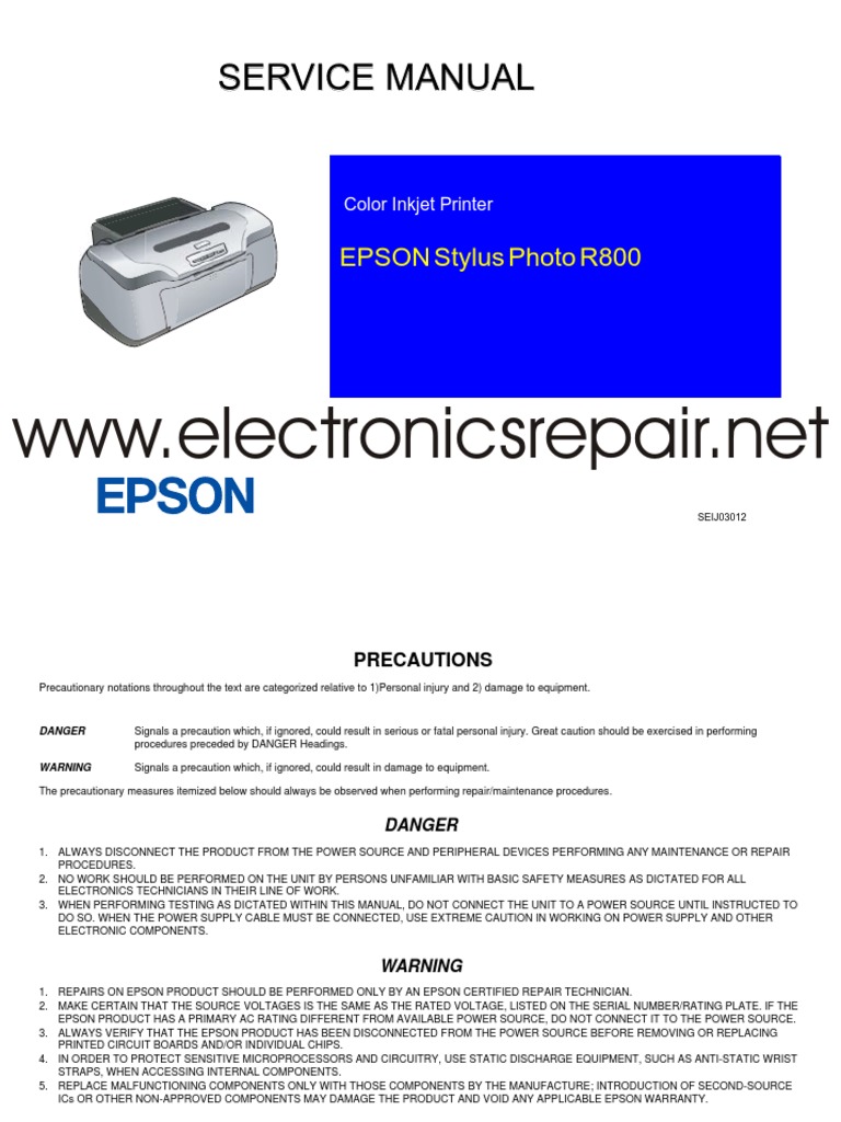 Epson Stylus Photo R800 Part1 | PDF | Electric Motor | Printer (Computing)