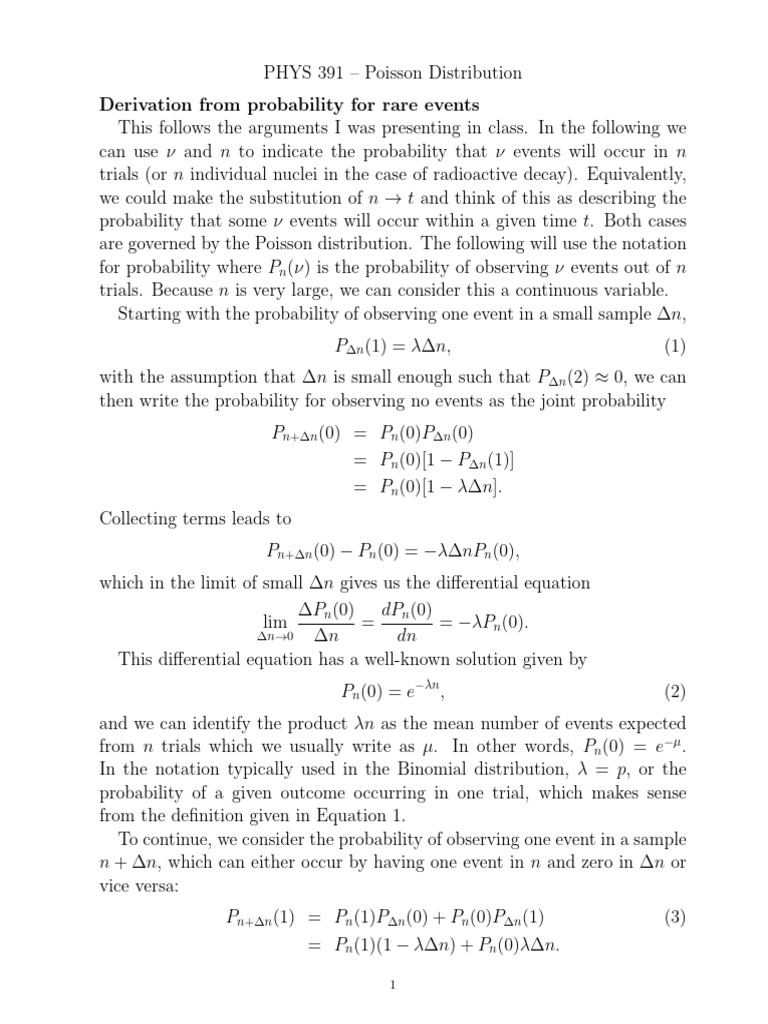 poisson_derivation | PDF | Poisson Distribution | Teaching Mathematics