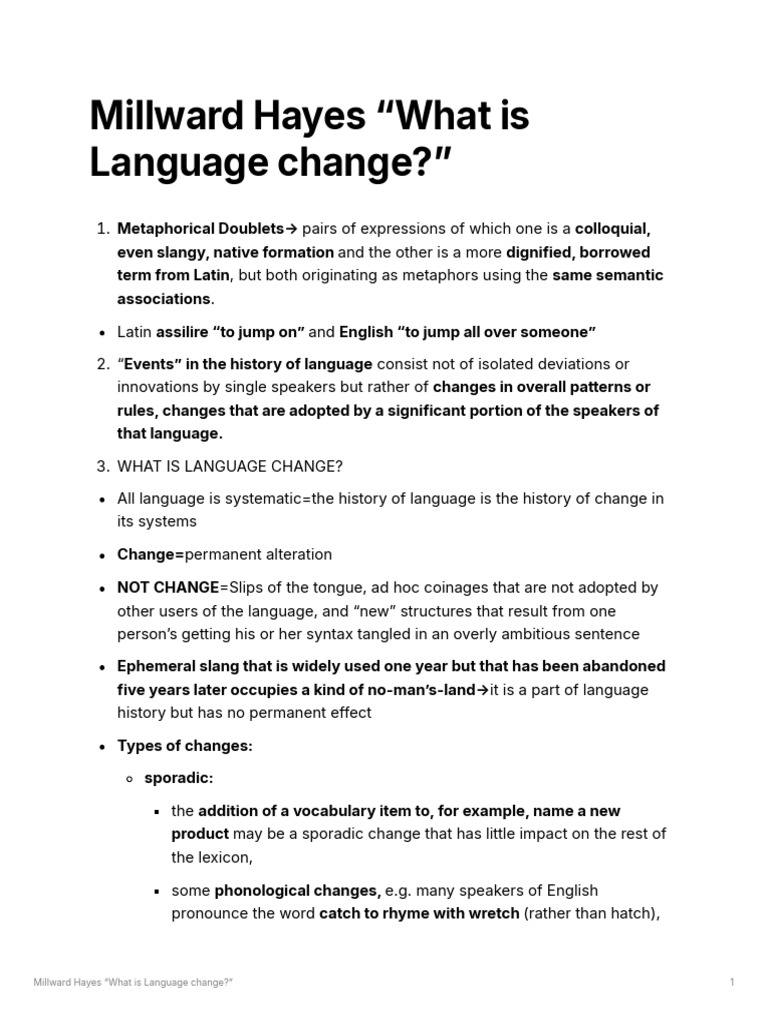 Millward Hayes What Is Language Change | PDF | English Language | Word