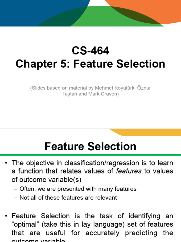CS464_Ch5_FeatureSelection | PDF | Statistical Classification | Cross Validation (Statistics)