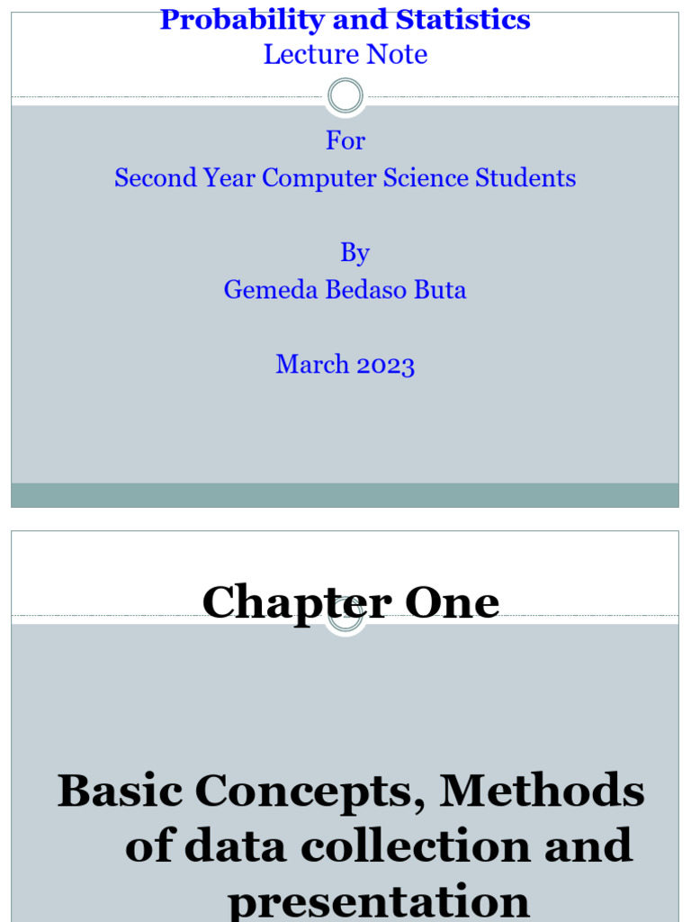 chapter one probability and Statistics | PDF | Statistics | Level Of Measurement