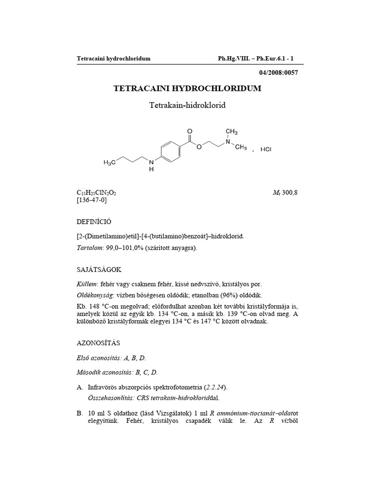 Tetracaini hydrochloridum | PDF
