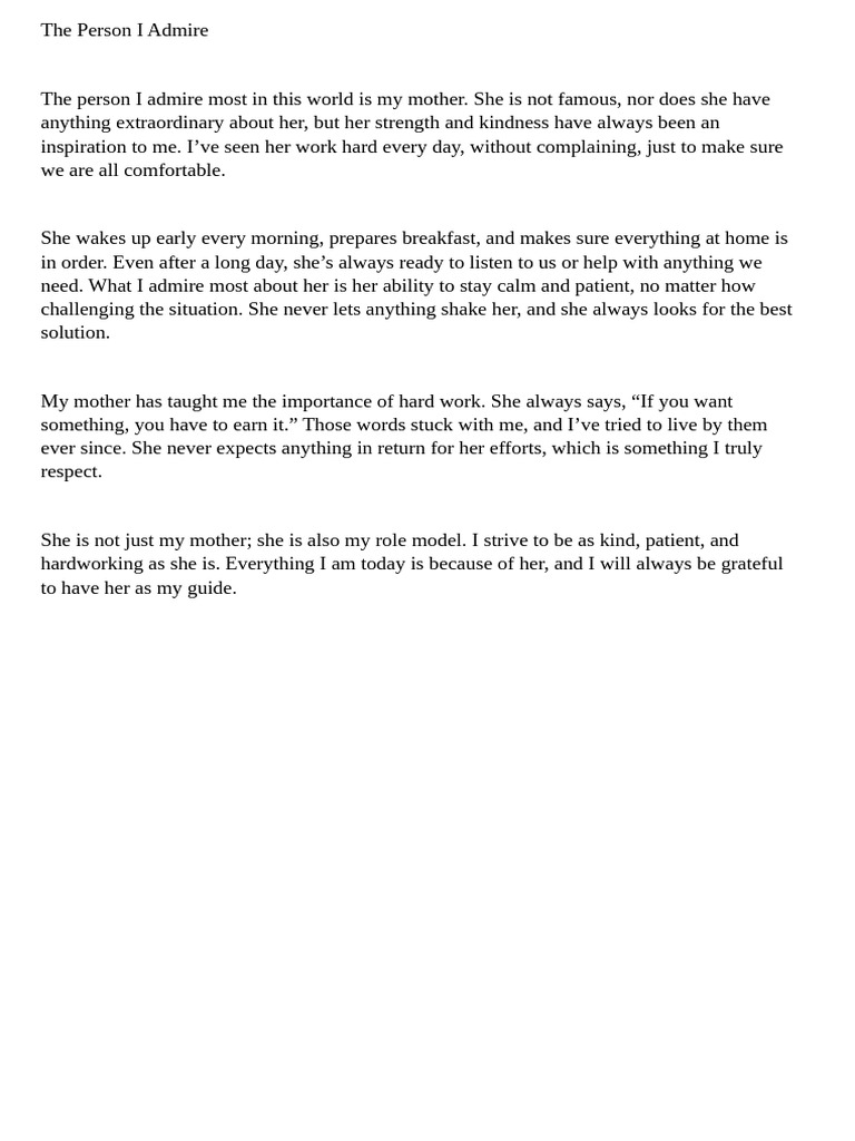 The Person I Admire | PDF