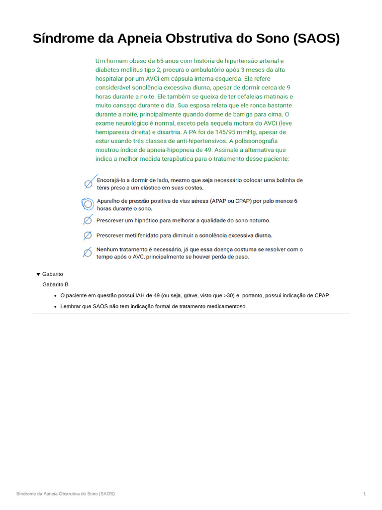 Síndrome Da Apneia Obstrutiva Do Sono (SAOS) | PDF | Apneia do sono | Obesidade