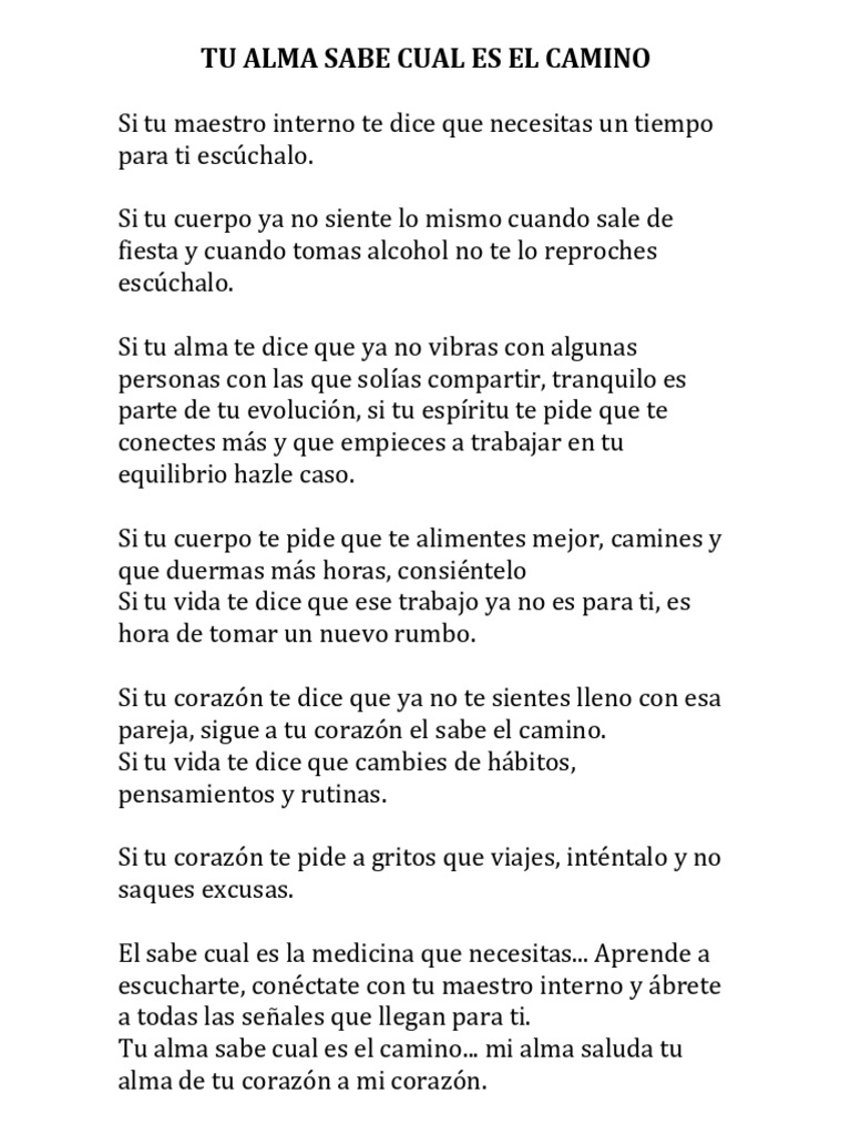 Tu Alma Sabe Cual Es El Camino | PDF