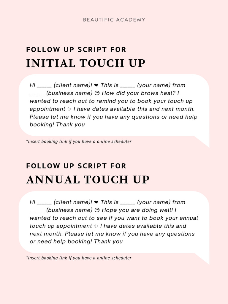 Touch Up Follow Up Script | PDF