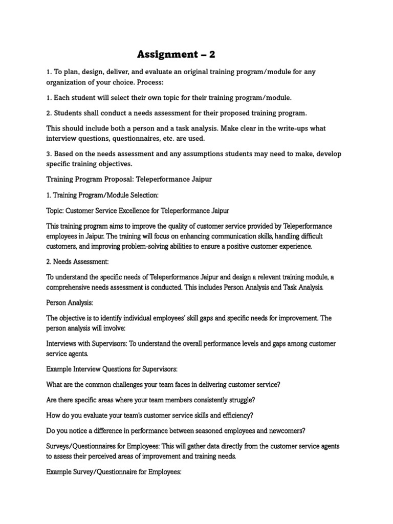 Hr Assignment 2 Pdf Needs Assessment Performance Indicator 7691