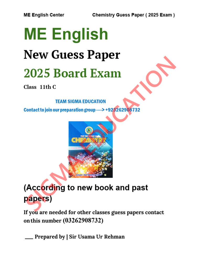 Class 11 Chemistry Guess ( 2025) -SIGMA EDUCATION | PDF | Gases ...