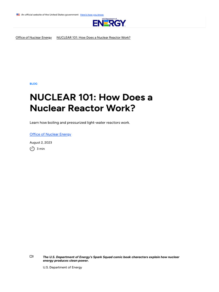 NUCLEAR 101 - How Does A Nuclear Reactor Work - Department of Energy ...