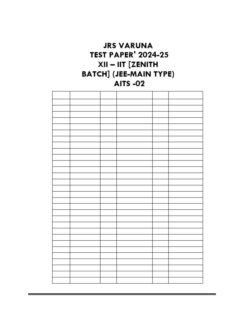 12 Iit Aits 02 Answer Key | PDF