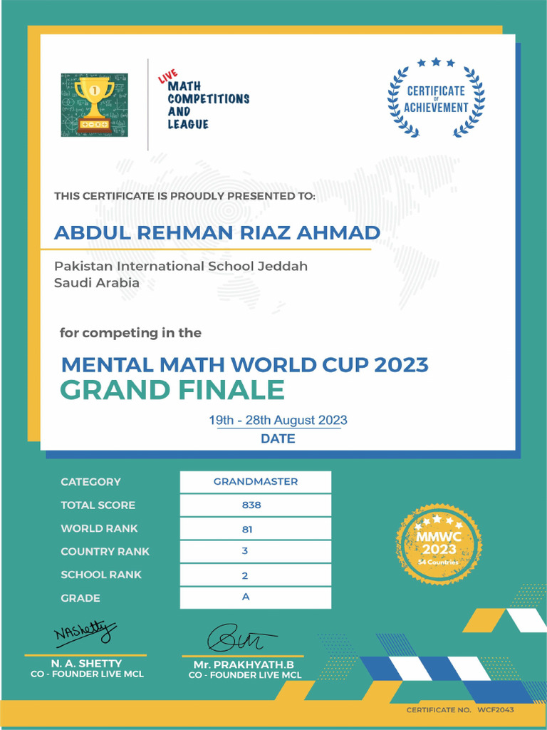 Mental Math Result | PDF