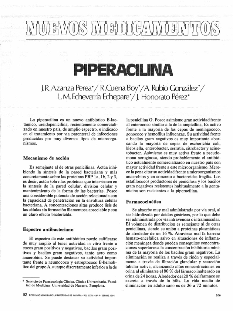PIPERACILINA ANALISE | PDF | Penicilina | Especialidades Medicas