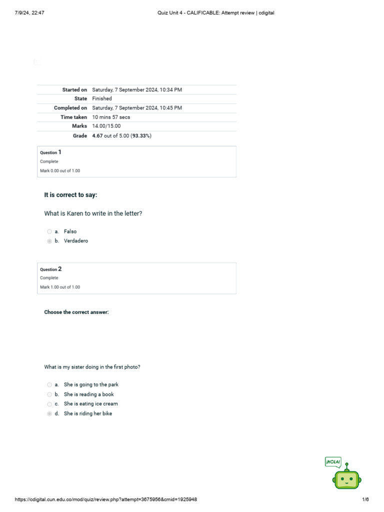 Quiz Unit 4 Results and Review | PDF