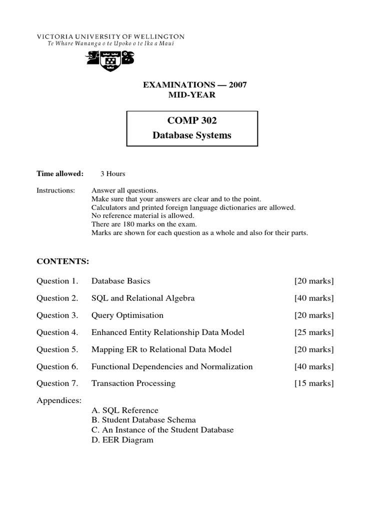 COMP 302 Database Systems | PDF | Relational Model | Databases