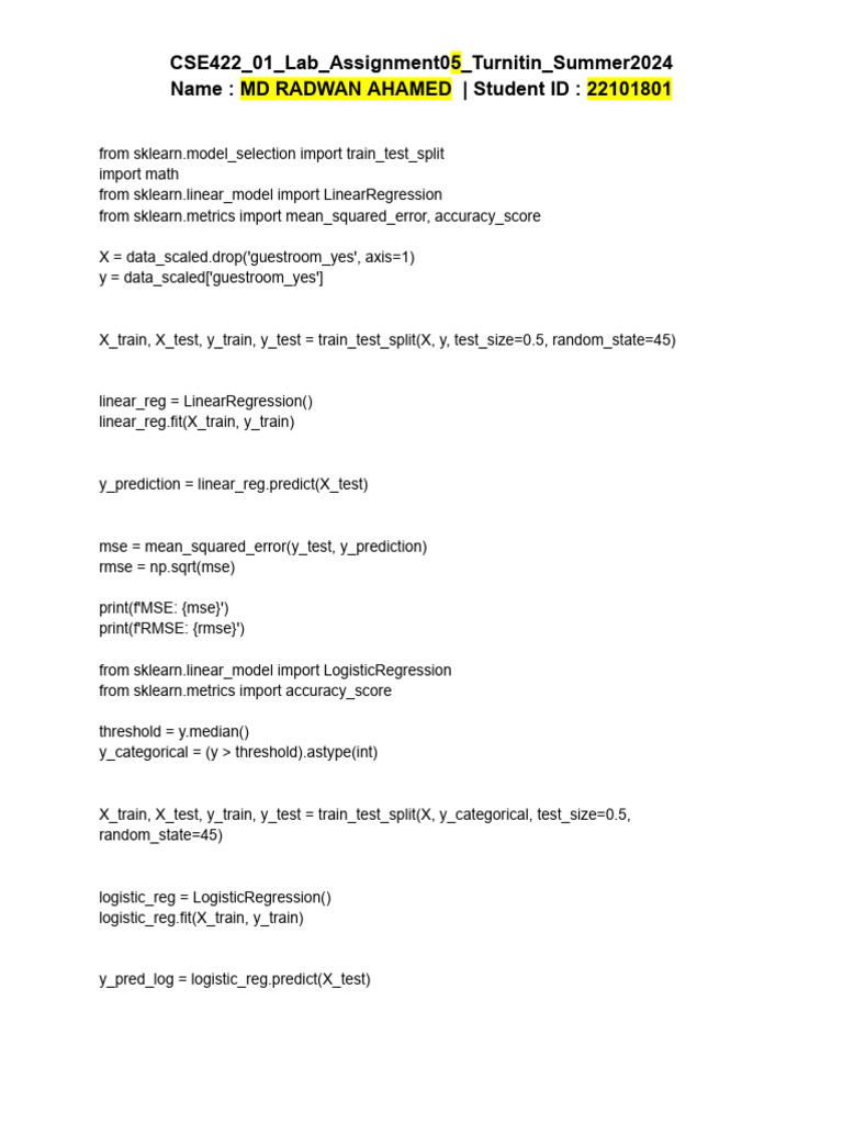 BracU CSE 422 Ai Assignment 5 | PDF