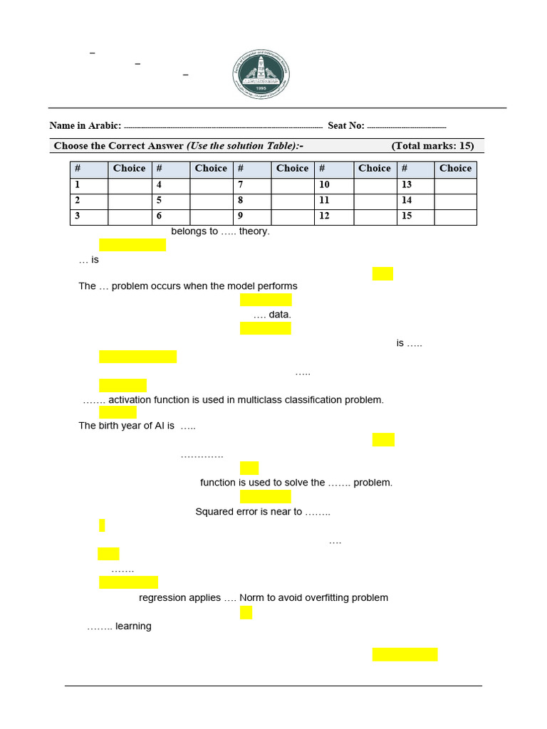 Midterm 2022 V (B) Model Answer | PDF | Machine Learning | Artificial ...