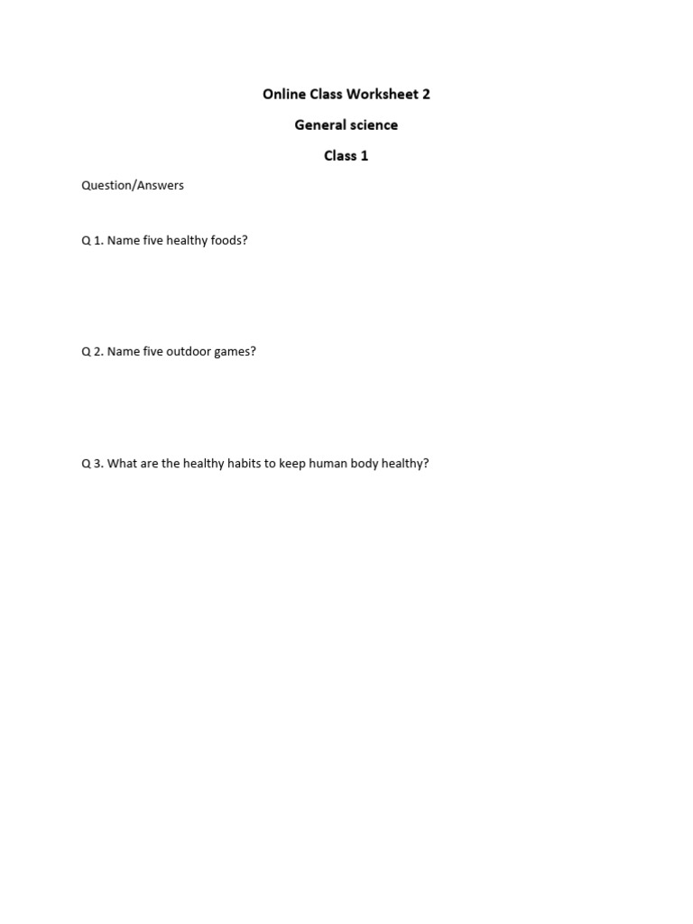 Class 1 Homework Science | PDF