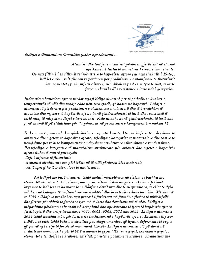 Lidhjet e Aluminit Ne Aerontike, Fusha e Perdorimit | PDF