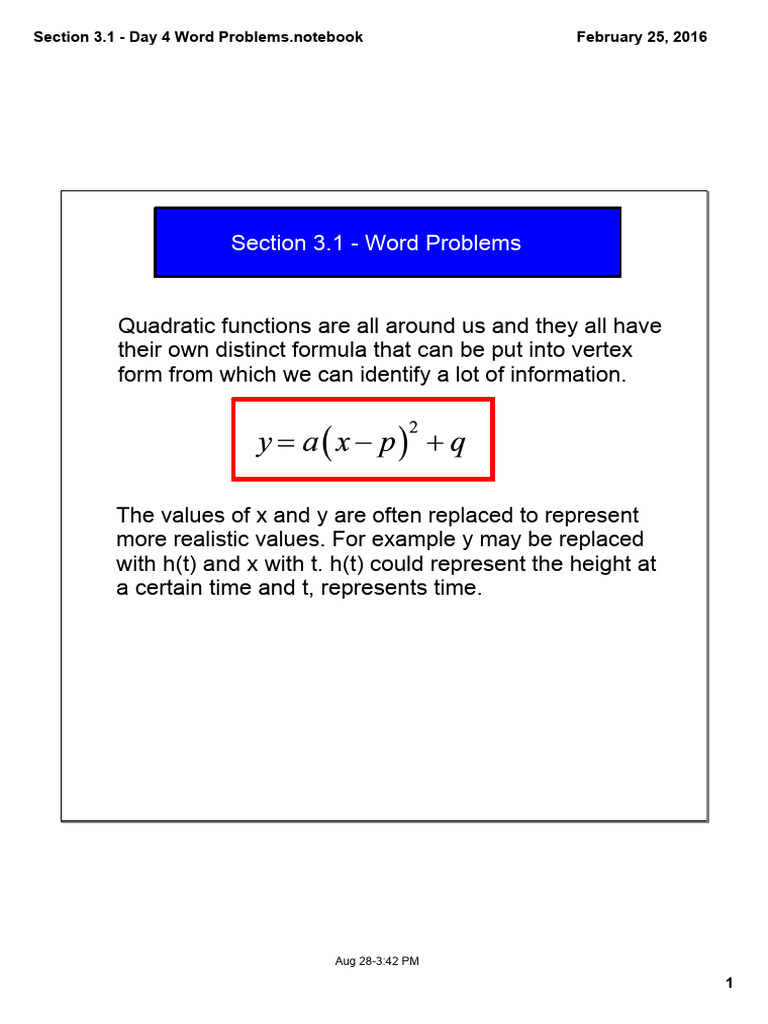 section3-1wordproblems (2) | PDF | Quadratic Equation | Mathematical Relations