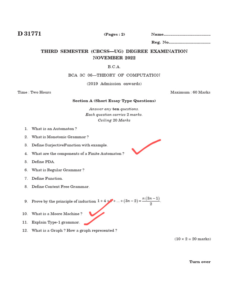 TOC bca 2022 | PDF | Automata Theory | Mathematics