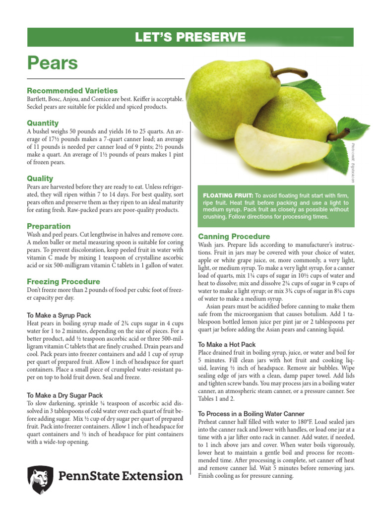pears | PDF | Pressure Cooking