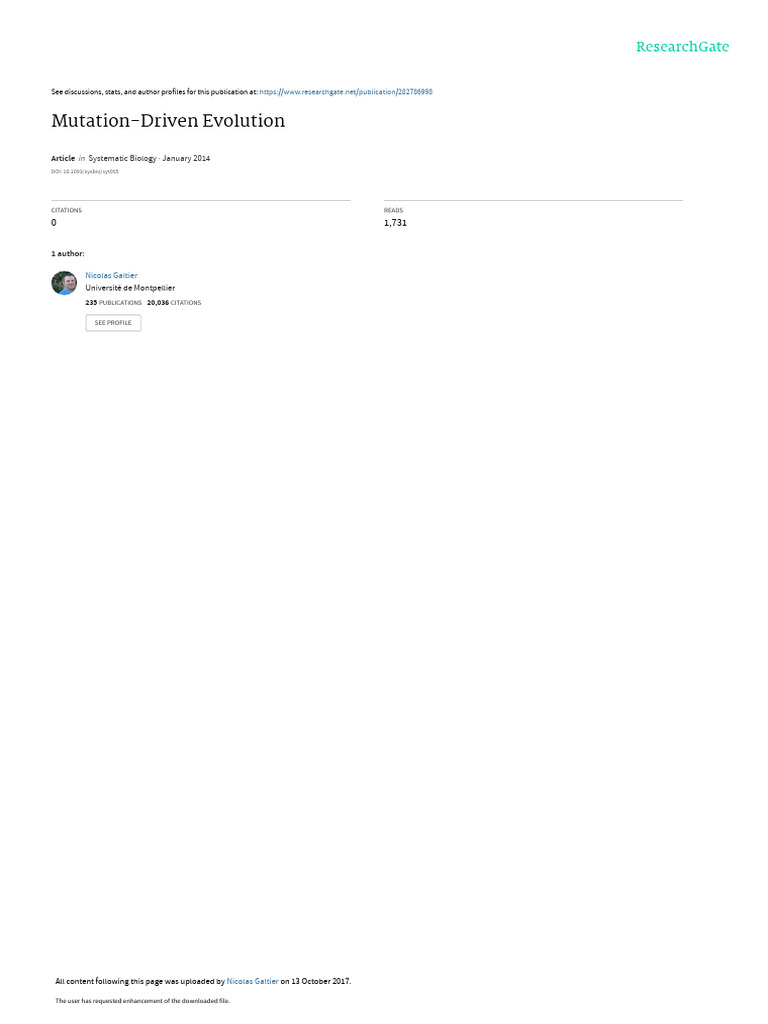 Mutation Driven Evolution | PDF | Evolution | Natural Selection
