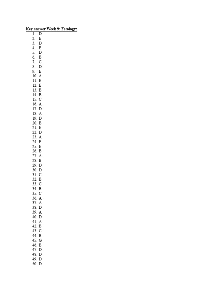Key Answer Week 9 Fetology Pdf 