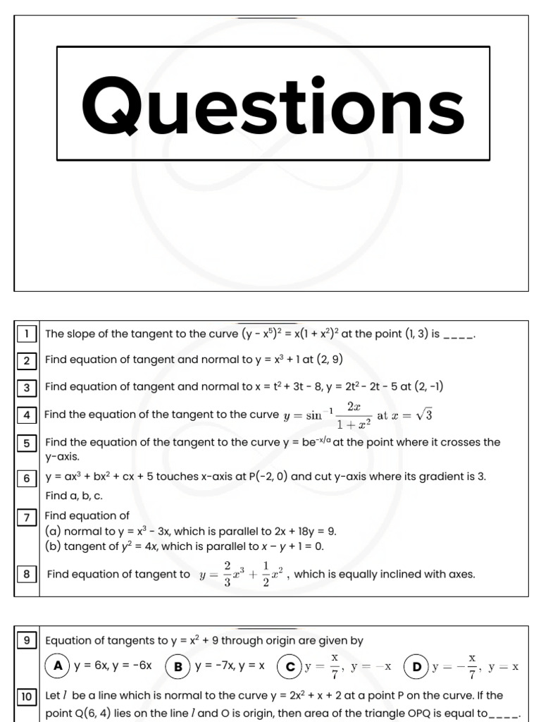 AOD - Part 1 - Question Sheet | PDF | Tangent | Slope