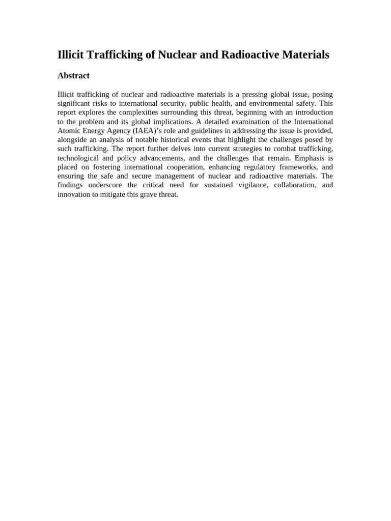Illicit Trafficking of Nuclear and Radioactive Materials | PDF ...