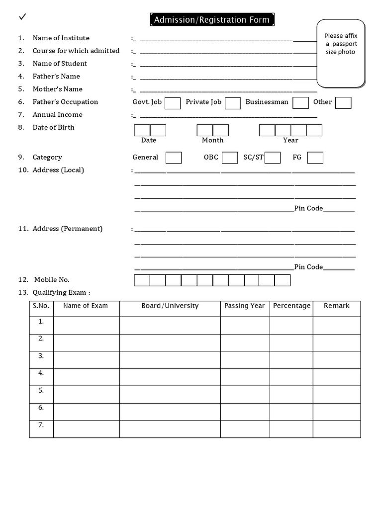 School Admission Form Template | PDF