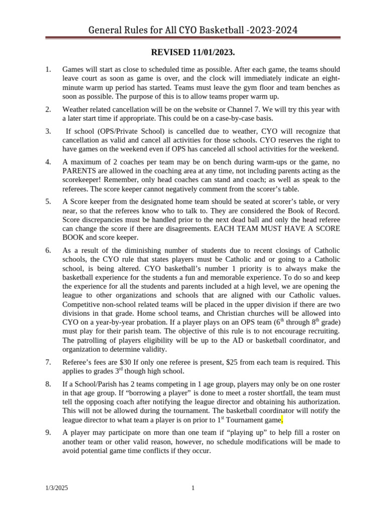 CYORules2023 | PDF | Sports Rules And Regulations | Sports