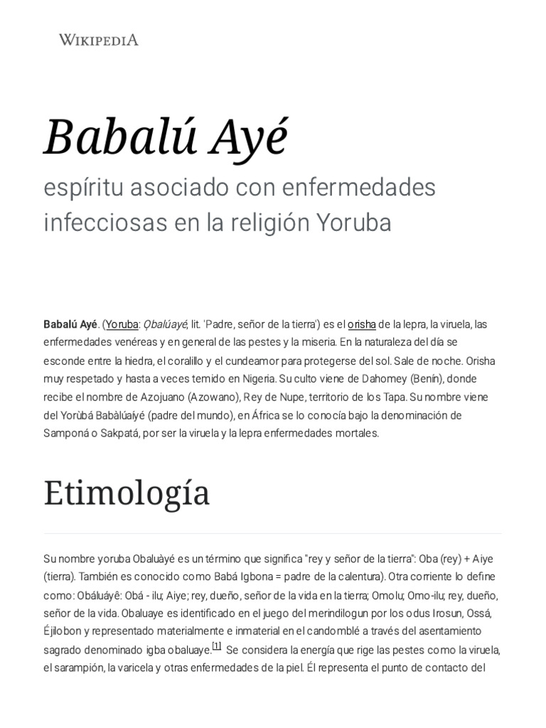 Babalú Ayé: Orisha de las Enfermedades | PDF | Deidades | Viruela