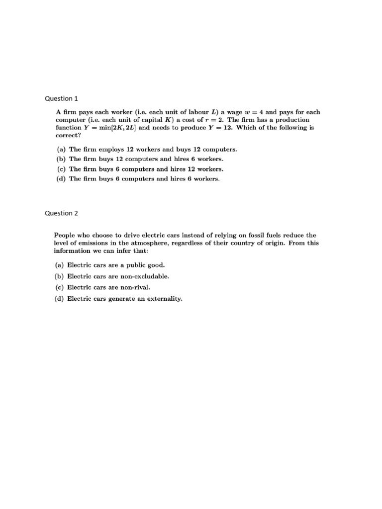 Introduction to Economics practice questions | PDF