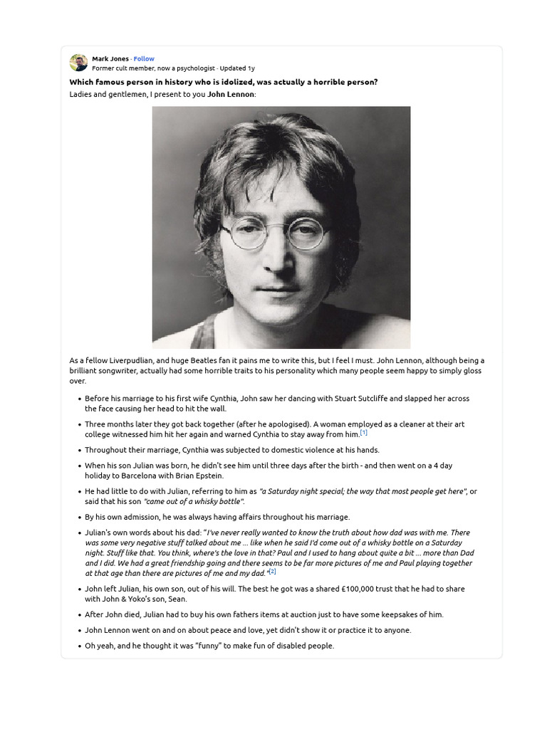 John Lennon: A Troubled Legacy | PDF