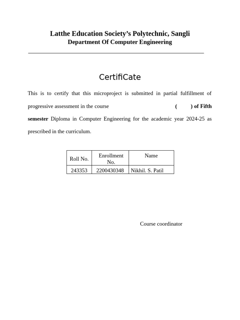 Nikhil Cerificate | PDF