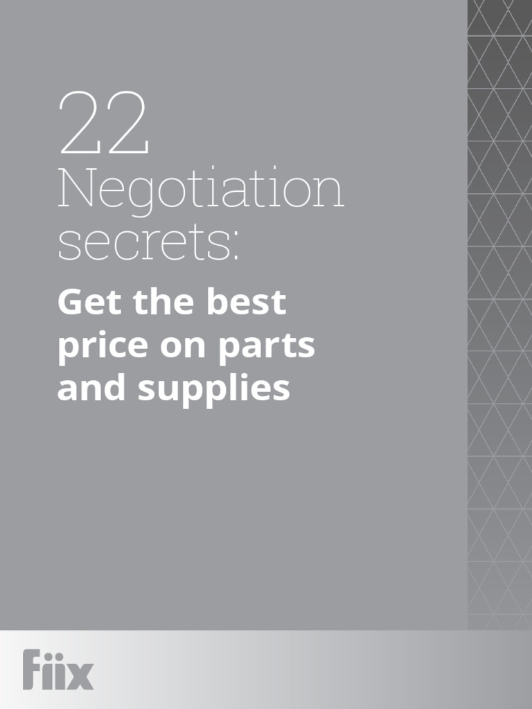 Negotiation Secrets To Get The Best Price On Parts and Supplies | PDF ...