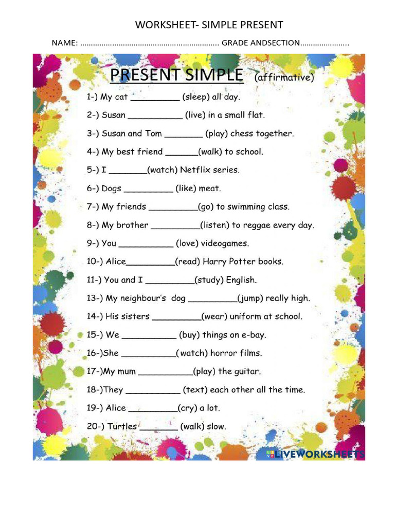 Worksheet Simple Present | PDF