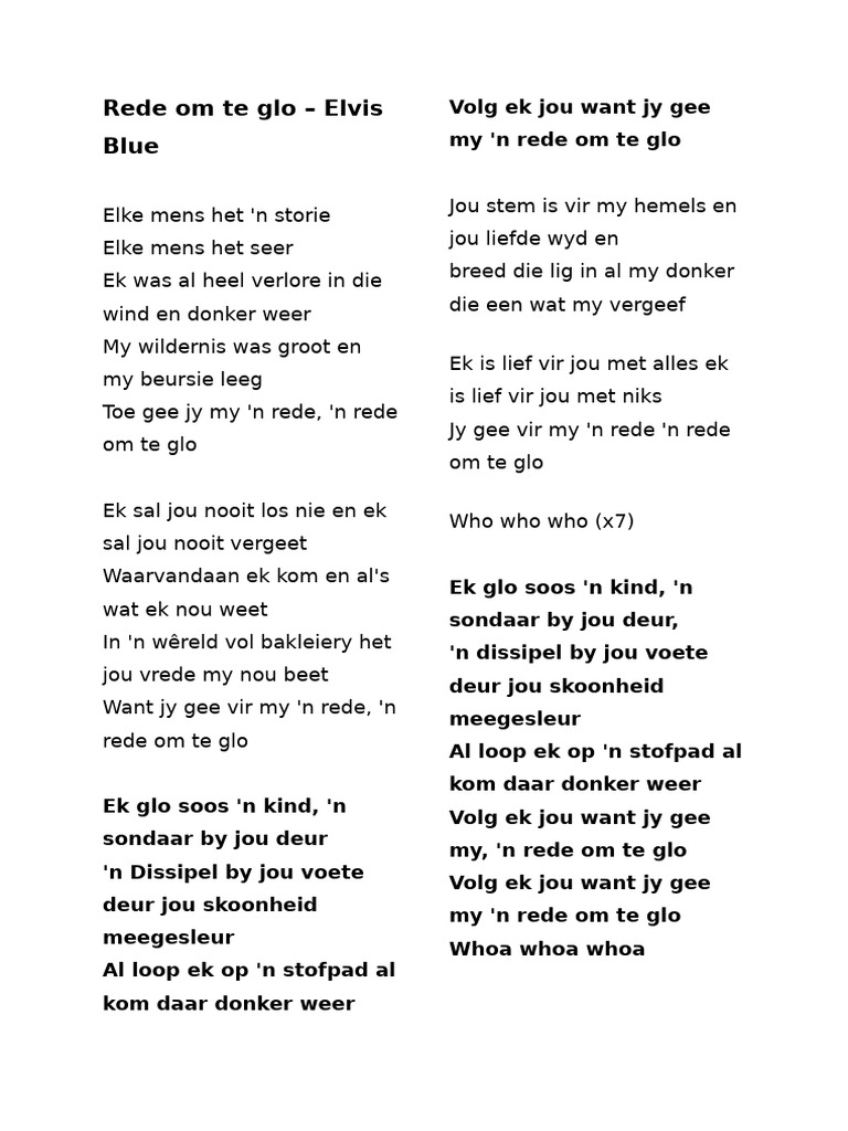 Rede Om Te Glo - Elvis Blue | PDF