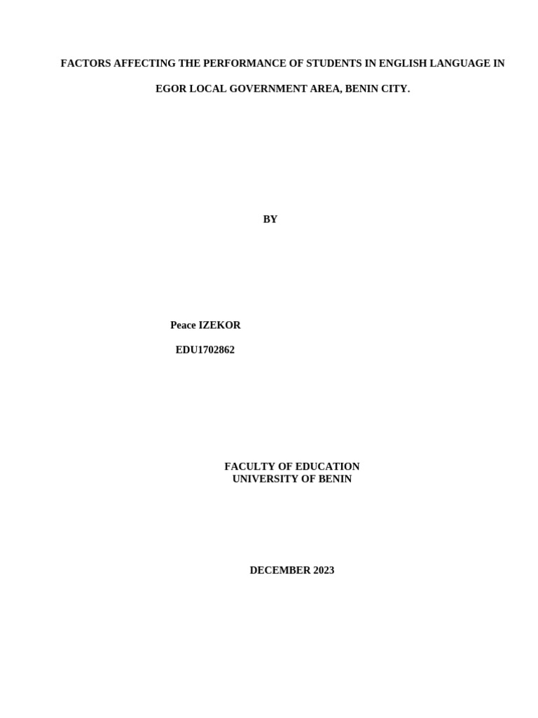 PEACE IZEKOR my work | PDF | Teachers | Learning