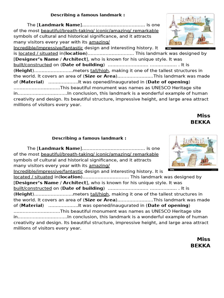 Describing A Famous Landmark | PDF