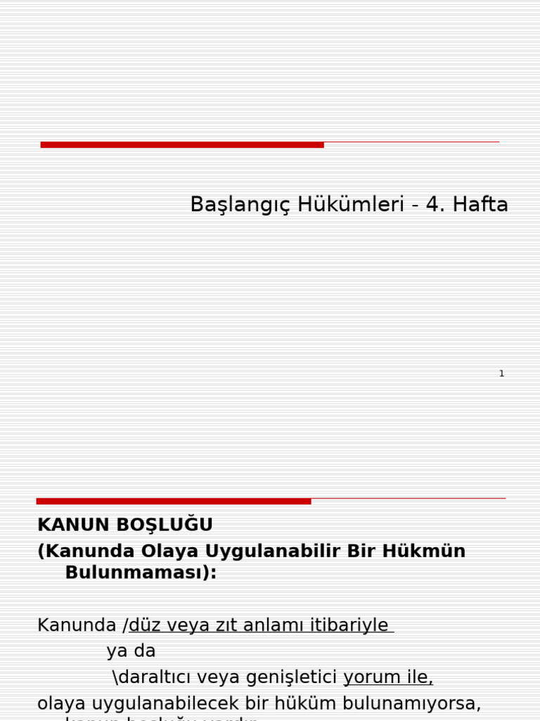Hafta - Kanun Boşluğu Ve Boşluğun Doldurulması | PDF