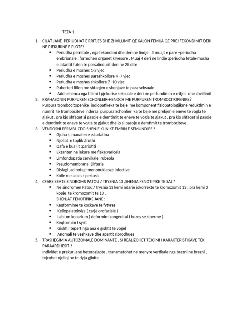 Teza 1 Pediatri | PDF