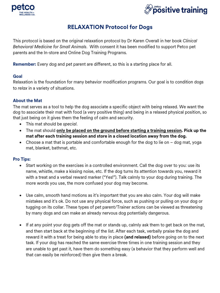 Relaxation Protocol | PDF | Dog Training | Psychological Concepts